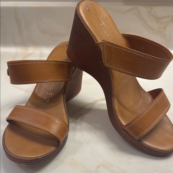 Italian Shoemakers | Shoes | Italian Shoemakers Tan Leather Wedge ...